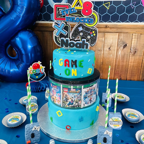 Gamer Cake Topper, Level up Party,video Game Birthday - Etsy