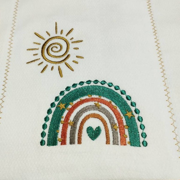 Set Boho Sun, Boho Rainbow Embroidery Design, Boho Rainbow With Heart ...