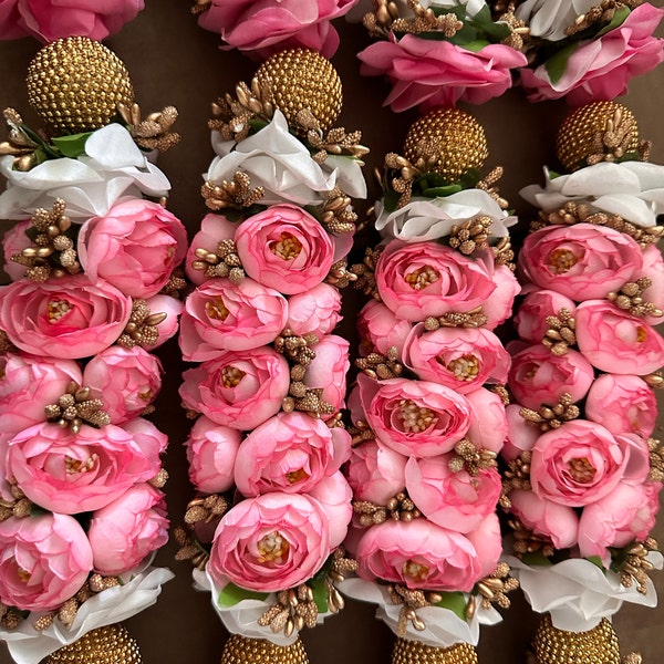 Indian Wedding Varmala/jaimala - Varmala With Pink Peony, Rose Flowers ...