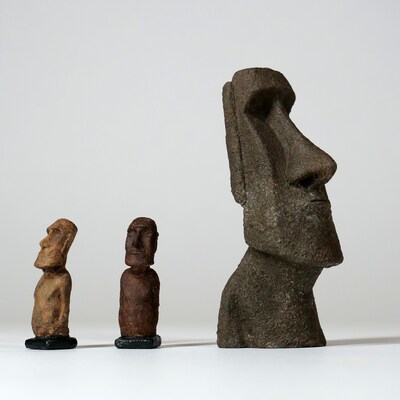 Miniature Easter Island Moai Statue Raw Umber - Etsy
