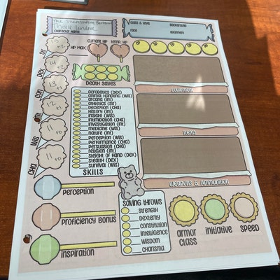 DND Dyslexia Character Sheet PDF Printable File Digital Download - Etsy