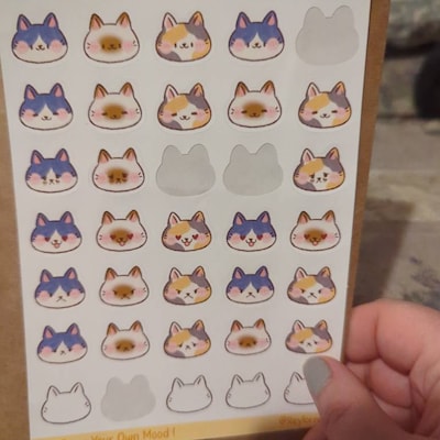 Cat Moods Sticker Sheet Mood Tracker Sticker Sheet, Cute Planner ...