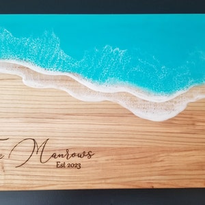 Wood Live Edge Floating Shelves With Ocean Waves Coastal Beachy Room ...