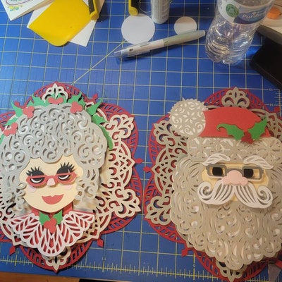 Santa and Mrs Claus 3D Papercut Template Set, SVG, PDF, Dxf, Layered ...
