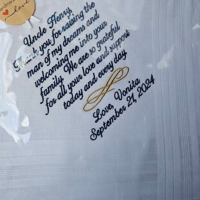Stepdad Wedding Gift Personalized Handkerchief, Step Dad of the Bride ...