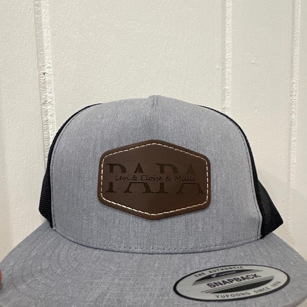 Personalized Dad Hat, Father's Day Custom Hat, Leather Patch Cap, New ...