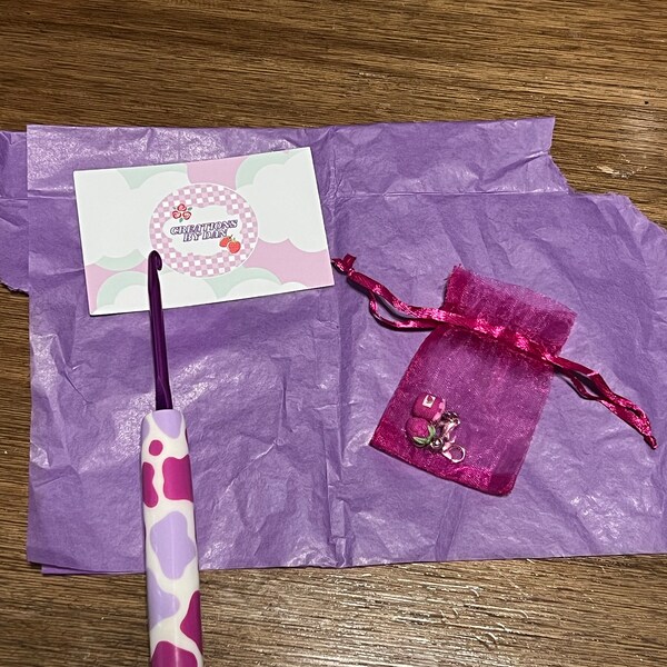 MADE TO ORDER Purple Grape Cow Print Crochet Hook | Custom Crochet ...