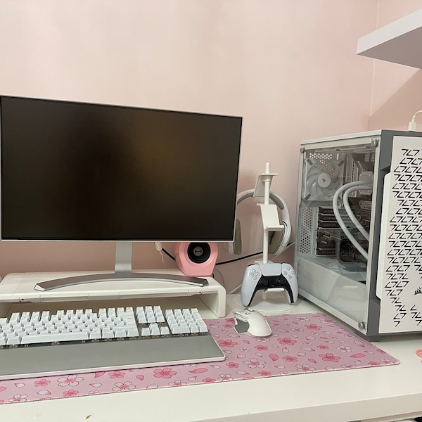 Cherry Blossom Desk Mat Kawaii Pink Mousepad, Cute Pastel Anime ...