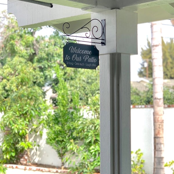 Custom Hanging Sign- Personalized Black Metal Sign With Hanging Rod & Hardware-for Businesses ...