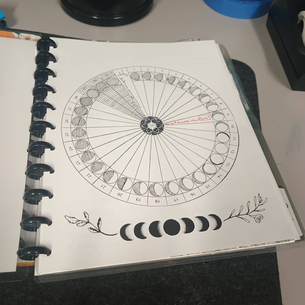 Moon Phase Monthly Tracker Printable, Lunar Phenology Wheel, Printables ...