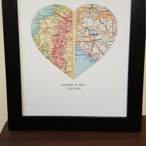 Heart Map Wedding Gift for Couple, Personalized Map Bridal Shower Gift ...