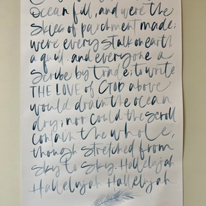 PHYSICAL CUSTOM PRINT Brush Lettering Print, Hand Lettered Watercolor ...