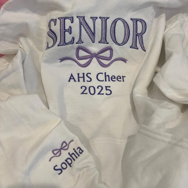 Embroidered Senior Sweatshirt, Coquette Bow, Senior Team Shirts ...