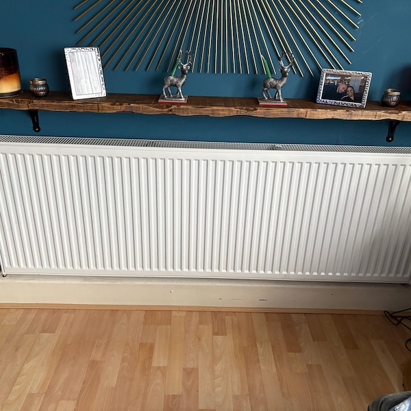 Reclaimed Solid Wood Radiator Shelf | Narrow Entryway Shelf | Reclaimed ...