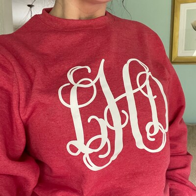 Monogrammed Sweatshirt Monogram Sweater Crewneck Gift for Her Gift ...