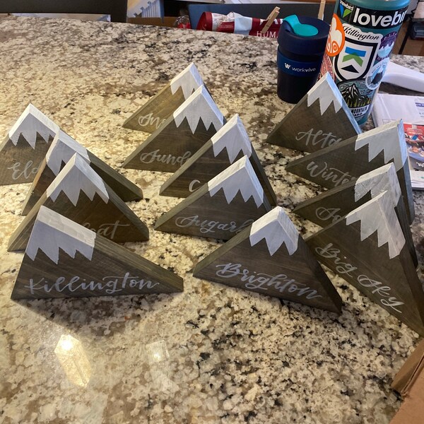 Wood Mountain Table Numbers, Hand Lettered Table Numbers, Rustic Table ...