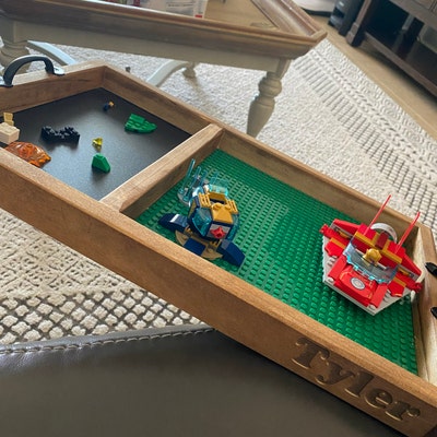 Building Block Tray W/side Tray and Chalk Board-handcrafted Wooden 16 X ...