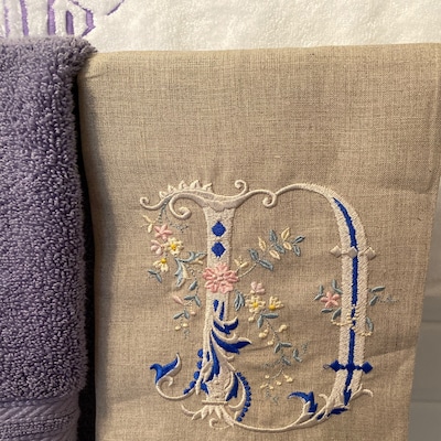 Monogram Tea Towel, Guest Towel, Hand Towel. Elegantly Embroidered on ...