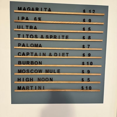 Wall Mounted Menu Rails With Changeable Letters, Wood Wall Menu Board ...