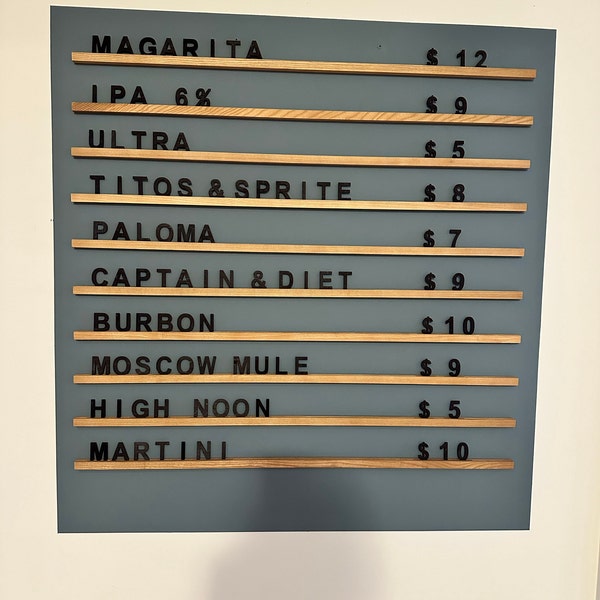 Wall Mounted Menu Rails With Changeable Letters, Wood Wall Menu Board ...