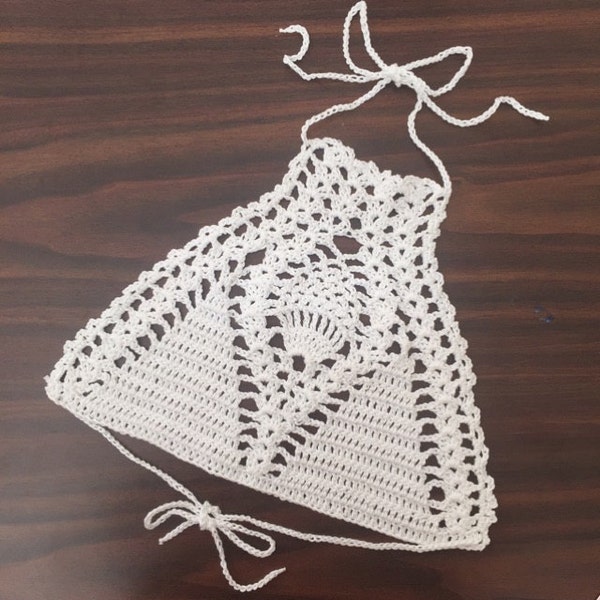 Crochet Girl Bikini G-string Halter Top Swimsuit Pattern With Written ...