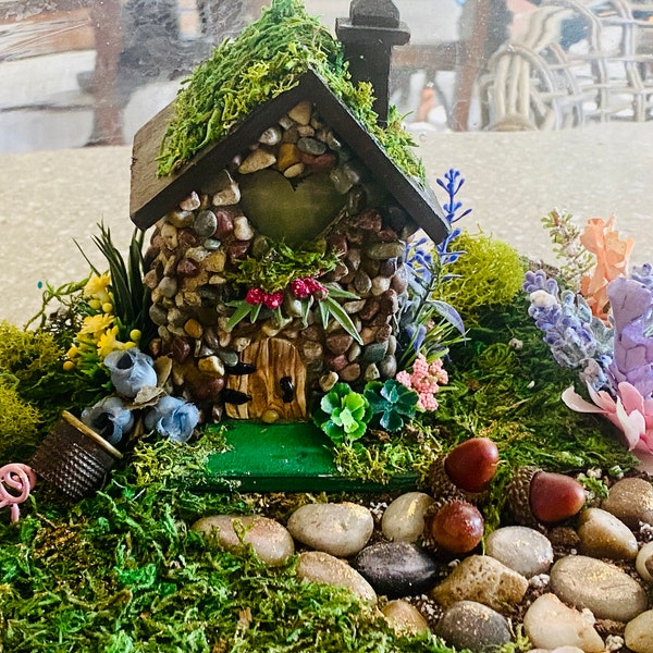 Mini STONE FAIRY HOUSES 3 Styles Available With Stained Glass Windows ...