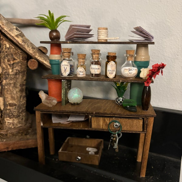 DIY KIT | Miniature Fairy Witch Desk | Dollhouse Apothecary Desk ...