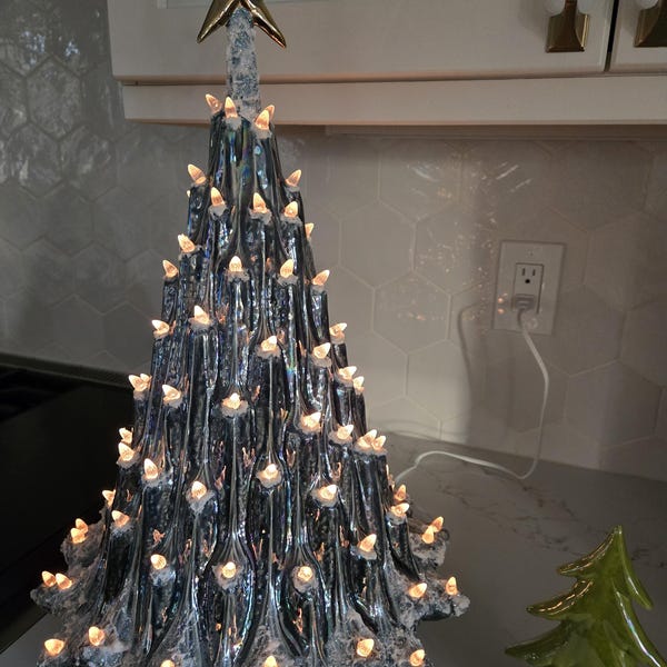 Handcrafted Light up Ceramic Christmas Tree With Gold Accent - Etsy