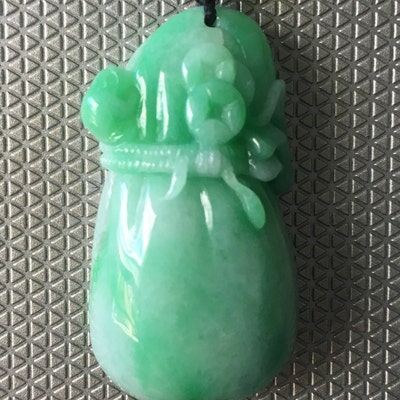 Vintage Natural Bio Color Jadeite Jade A Grade Carved With Lotus Floral ...
