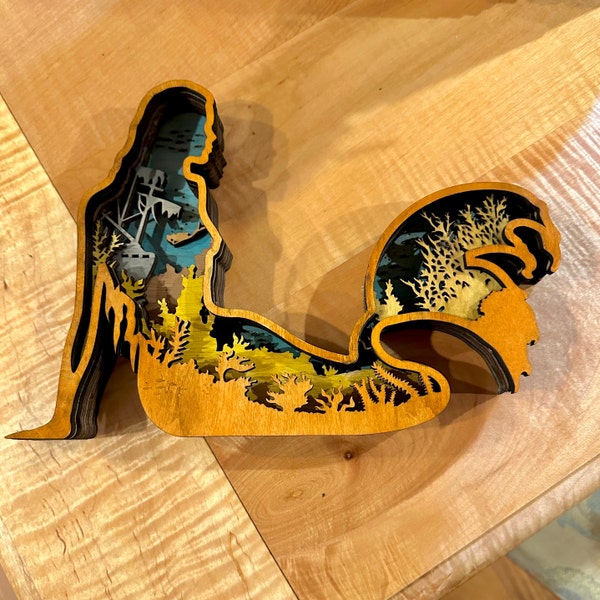 Mermaid SVG, Laser Cut Files 6 Layer Art Piece for Glowforge Multi-layer - Etsy UK