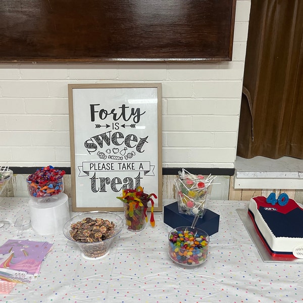 Forty is Sweet Please Take a Treat Fortieth Party Decor, 40th Birthday ...