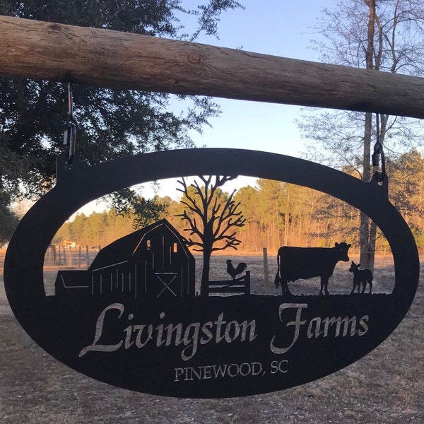 Metal Farm Sign Personalized Ranch Husband Gift Custom Livestock Cattle ...