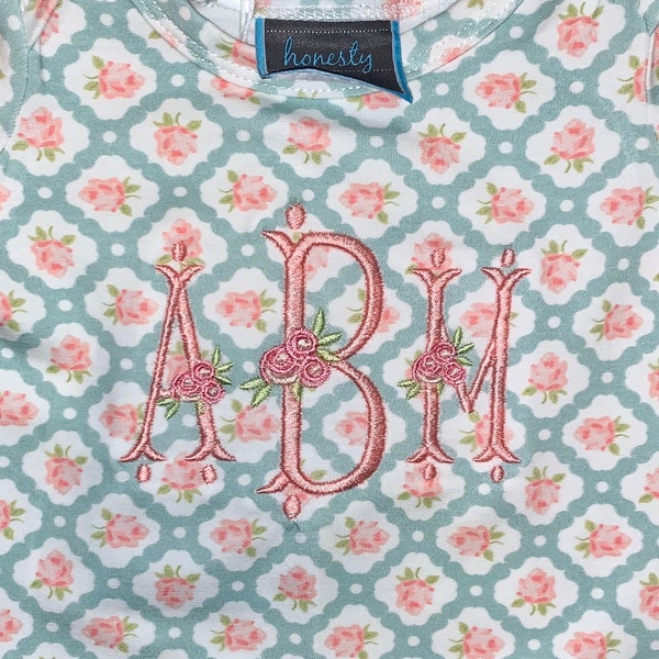 Machine Embroidery Design Fishtail Rose Monogram Alphabet Font INSTANT ...
