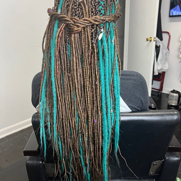 Brown Thin Dreads With Feather Beads. Twisted Synthetic Dreadlocks - Etsy