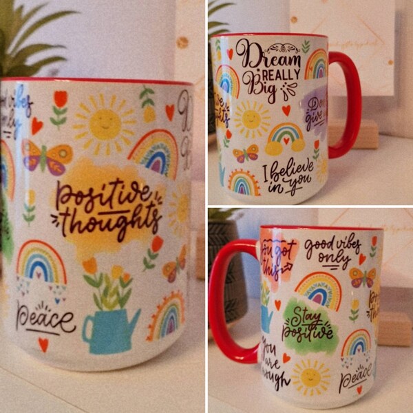 Positive Motivational Mug Sublimation Template/positivity Mug Png/mug ...