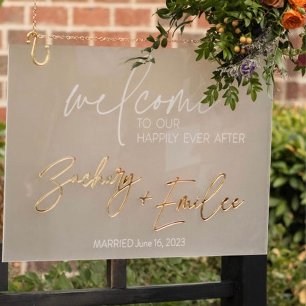 Wedding Welcome Sign, Gold Welcome Sign, Frosted Acrylic Welcome Sign ...