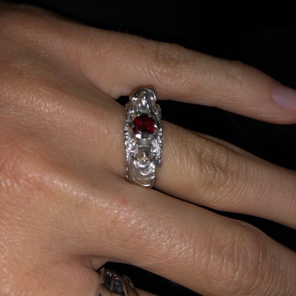 Bat Ring With Ruby Low Bezel Gothic Ring Gothic Jewelry Unisex Handmade ...