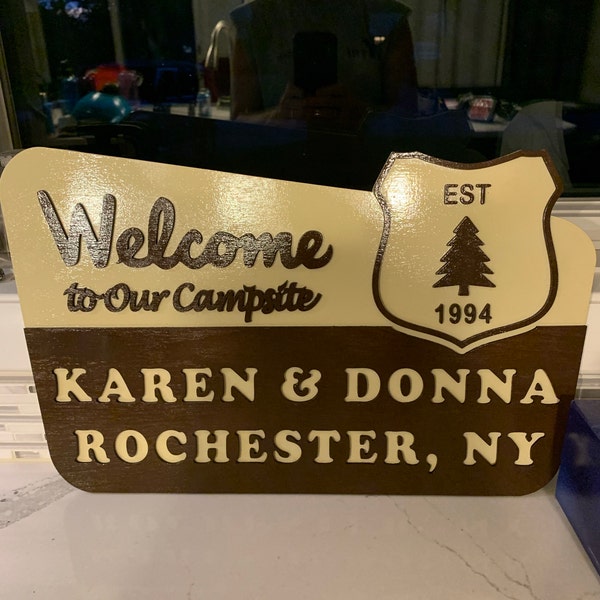 Camping Sign Personalized Outdoor Decor National Park Style Wood Sign ...