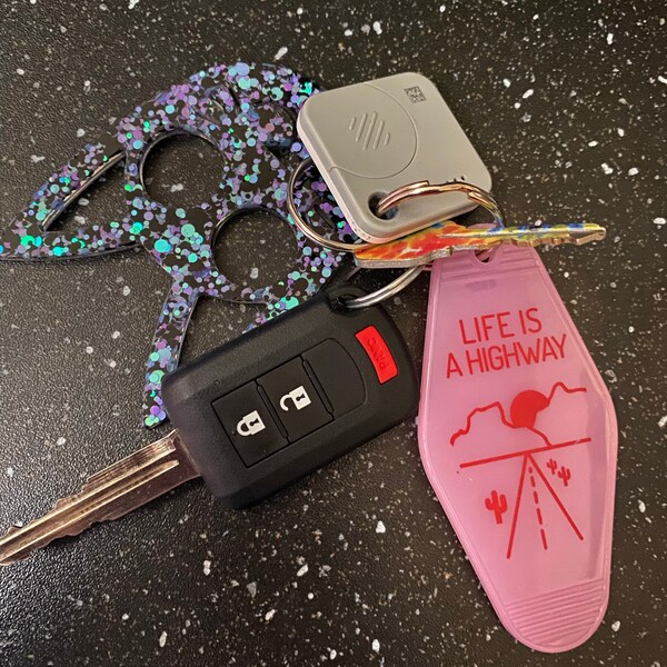 Life is A Highway Key Tag - Transparent Pink Keychain - Etsy