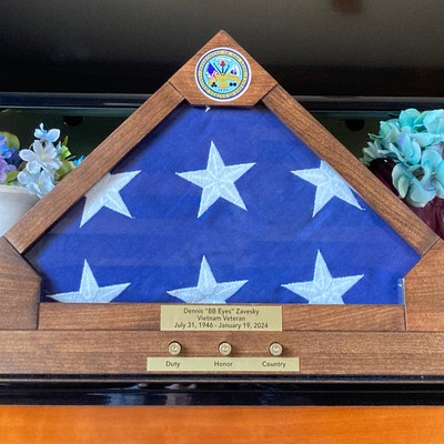 Flag Display Case With Embedded Shell Casings Maple Inlay Service ...