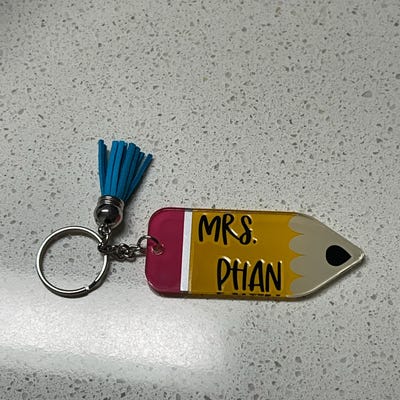 Custom Teacher Pencil Keychain - Etsy