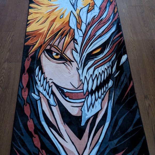 Japan Wave Rug, Fish Theme Rug, Japan Fish Rug, Blue Art Rug, Blue ...