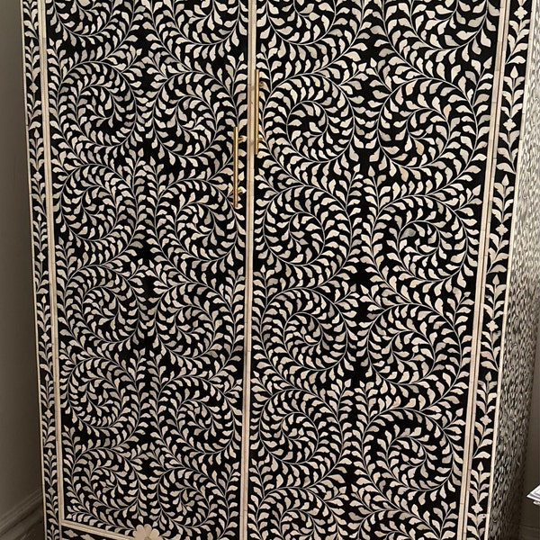 Teak Wood Inlay Media Console , Bone Inlay Media Cabinet , Wood Inlay ...