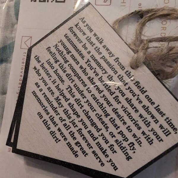 Personalized Baseball Senior Gift Dirt Jar Tag, Printed Home Plate Tag ...