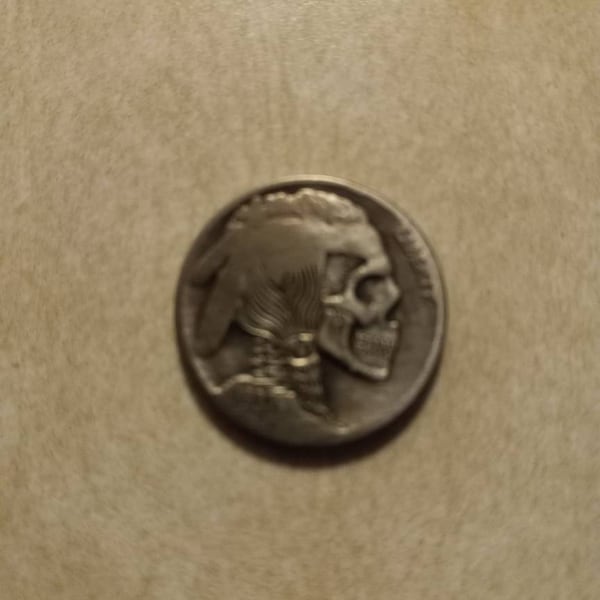 Hobo Nickel Skull by M.J. Petitdemange Engraved 90% Silver JFK Coin ...