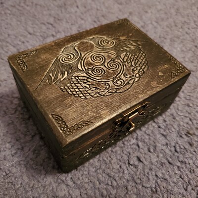 Celtic Ravens Themed Mini Wooden Jevelery Box/casket - Etsy