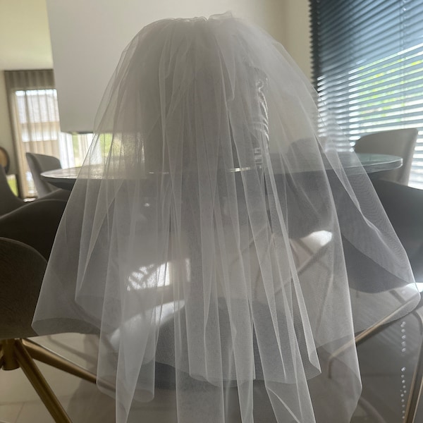 Double Short Bridal Veil, Shoulder Wedding Veil, Ivory Wedding Veil ...