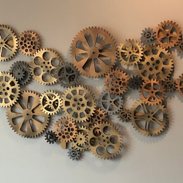 Gears Wall Decor Self-rotating. Kinetic Wall Art. Mechanical Home Decor ...