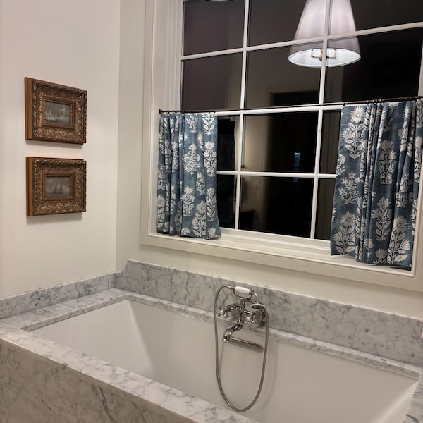 Pleated Lynn Block Print Cafe Curtain , Tier Curtains, Kitchen Curtains ...