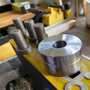 BIG Self Centering Coin Ring Punch Set, No Spacers Sizes 1/4, 3/8, 1/2 ...